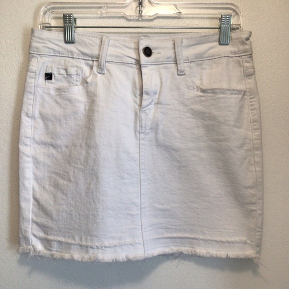 KanCan | Skirts | Kancan Womens White Denim Light Distressed Unfinished ...